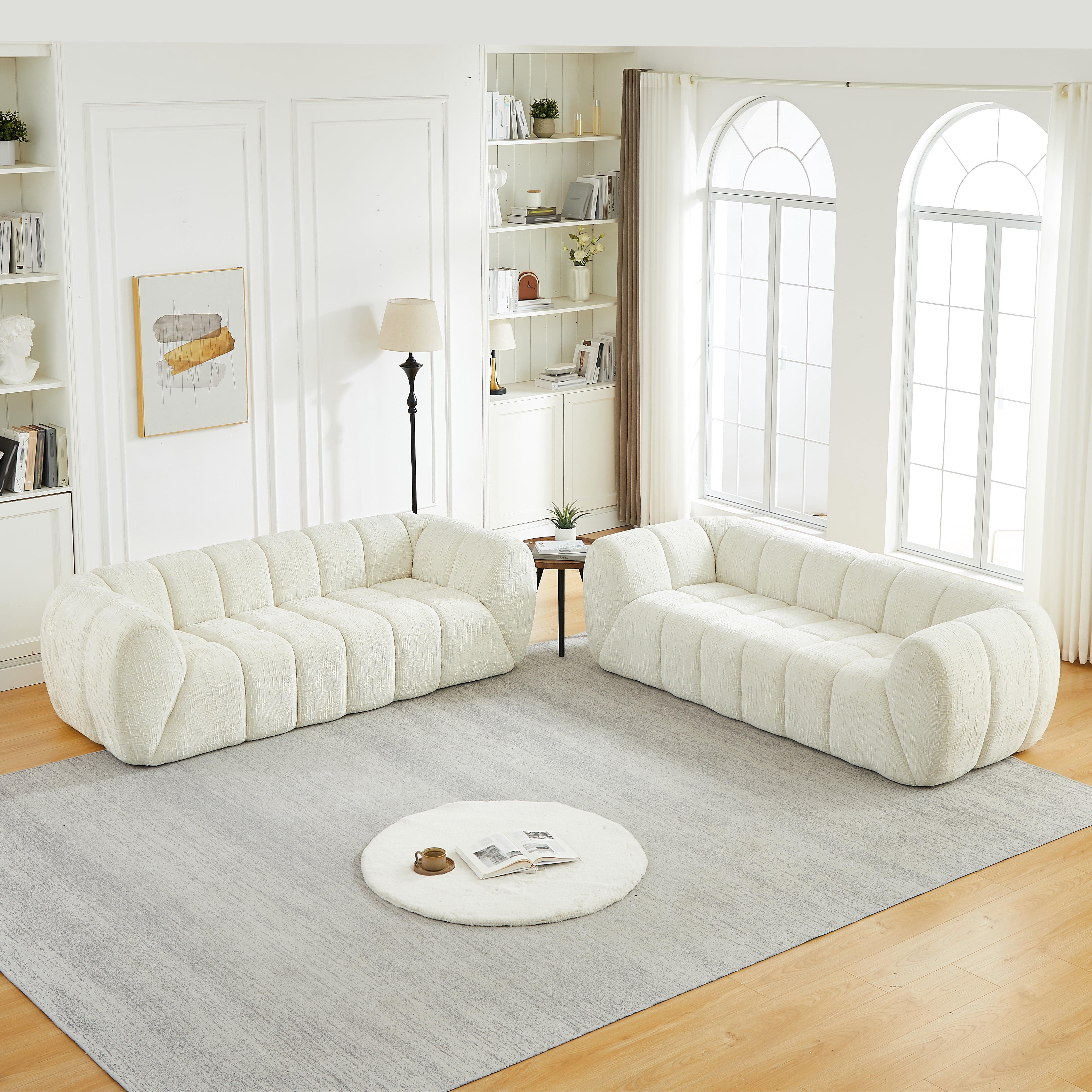 Chenille Pure Foam Sofa, Modern Quilted Cloud Sofa, Deep-Seat Chenille ...
