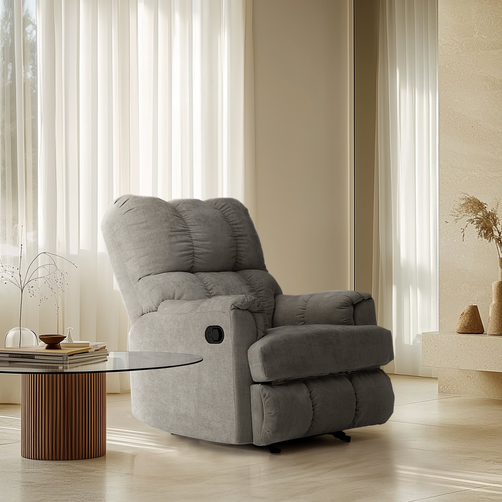 Chenille Recliner Chair, Wide Rocker Chair with Forward and Backward ...