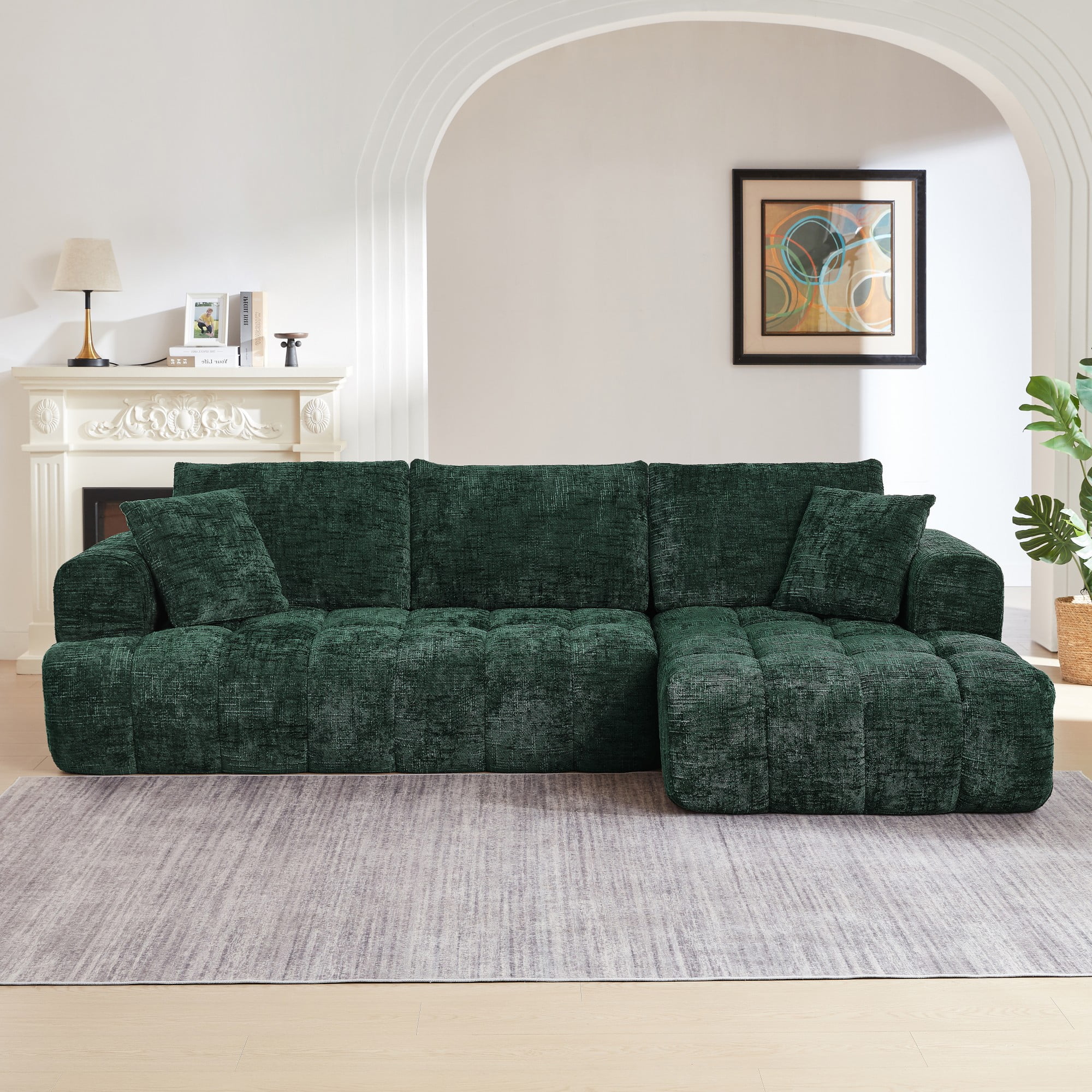 Chenille Right Face L-Shape Luxury Sectional Oversized Sofa,Mnimalist ...