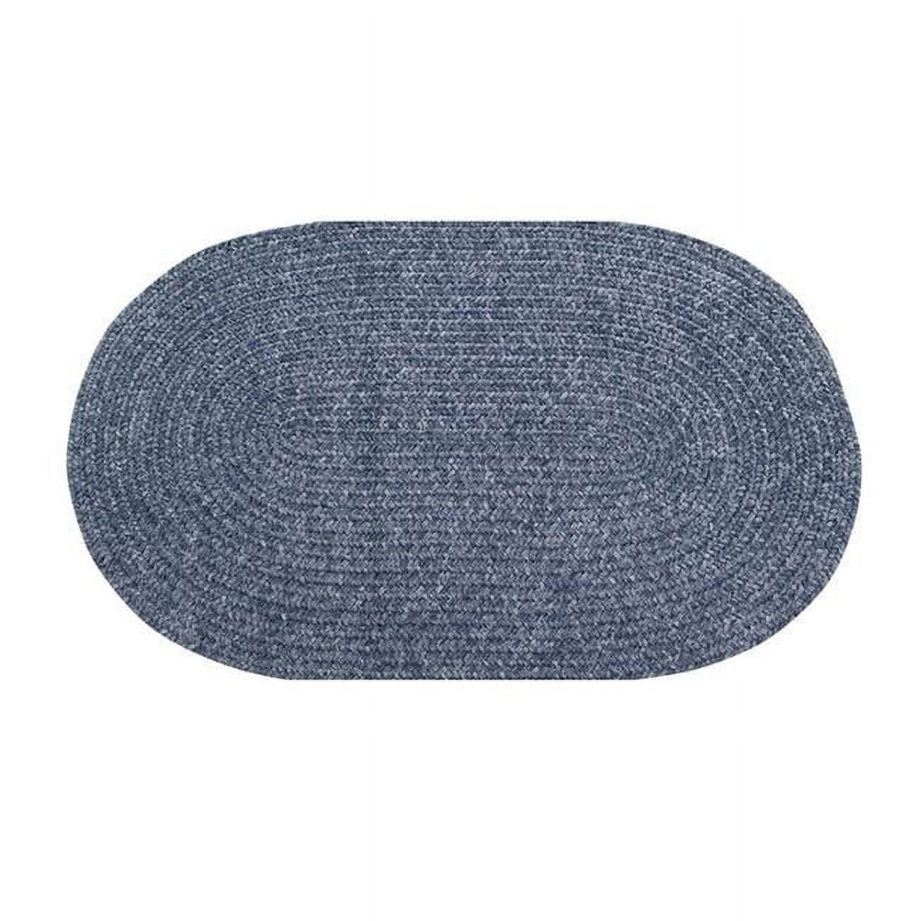 Chenille Solid Collection 100% Polyester 42' x 66' Oval Braided Rug in ...