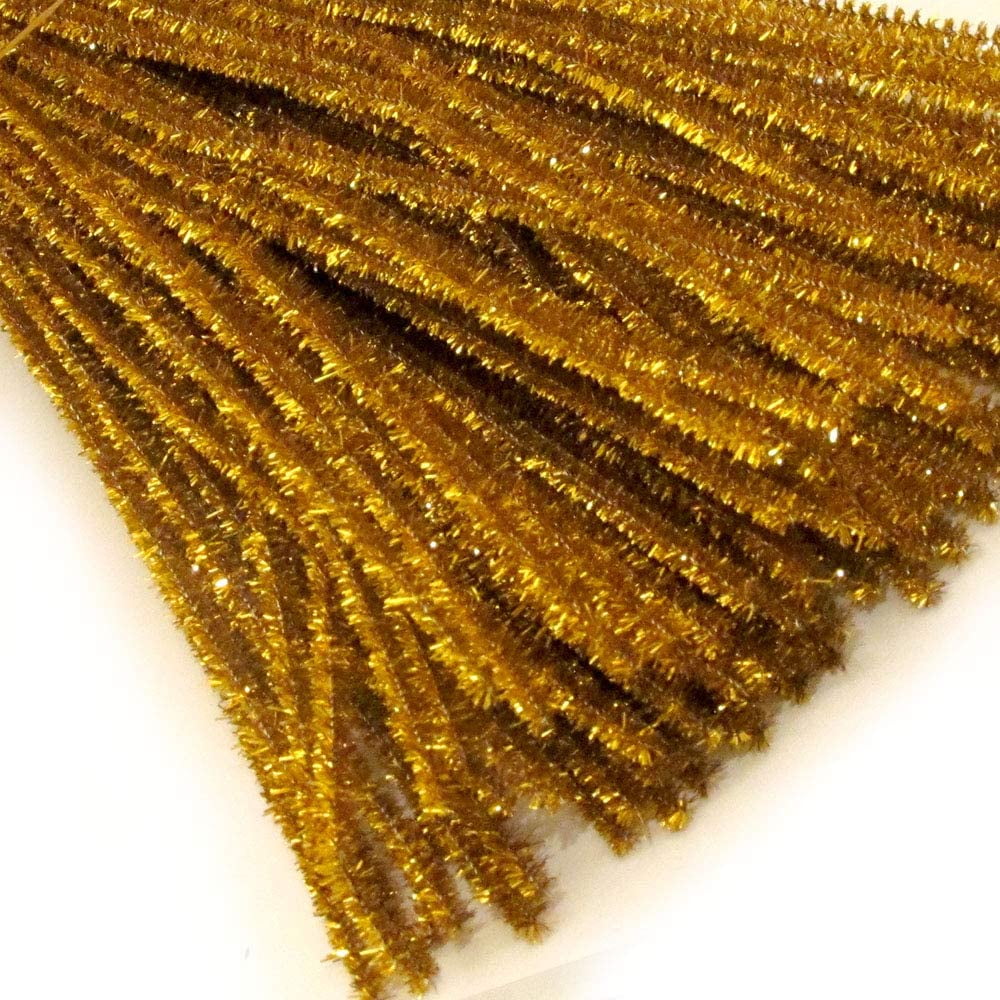 Chenille Sparkly Stems, Pipe Cleaner, 12-in (30-cm), 50-pc, Gold ...