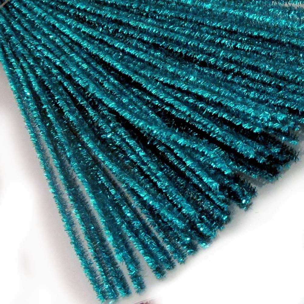 Chenille Sparkly Stems, Pipe Cleaner, 12-in (30-cm), 50-pc, Ocean Blue ...