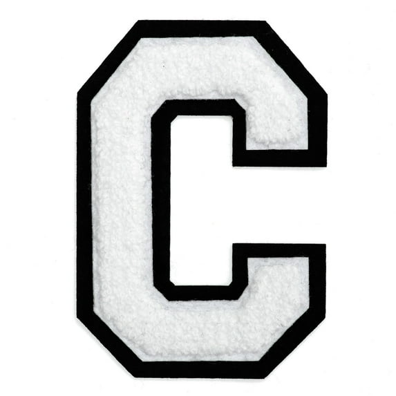 Chenille Stitch Varsity Iron-On Patch by pc, 4-1/2", White/Black, TR ...