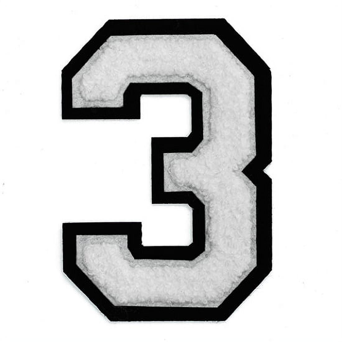 Chenille Stitch Varsity Iron-On Patch by pc, 4-1/2", White/Black, TR ...