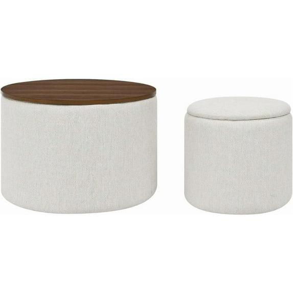 Chenille Storage Ottoman Set, Upholstered Storage Ottomans with ...
