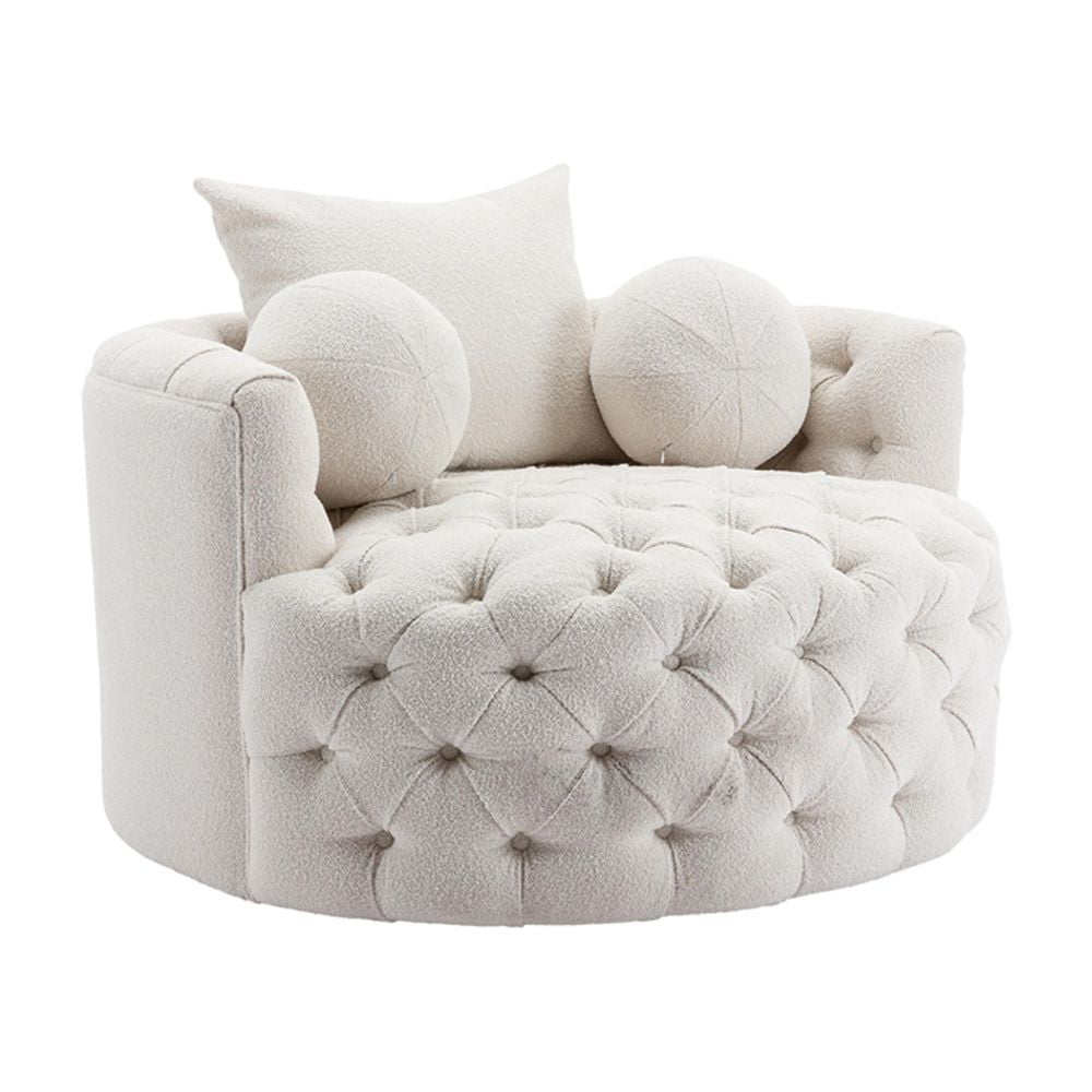 Chenille Swivel Accent Chair, U Shape 360°Swivel Comfy Tufted ...