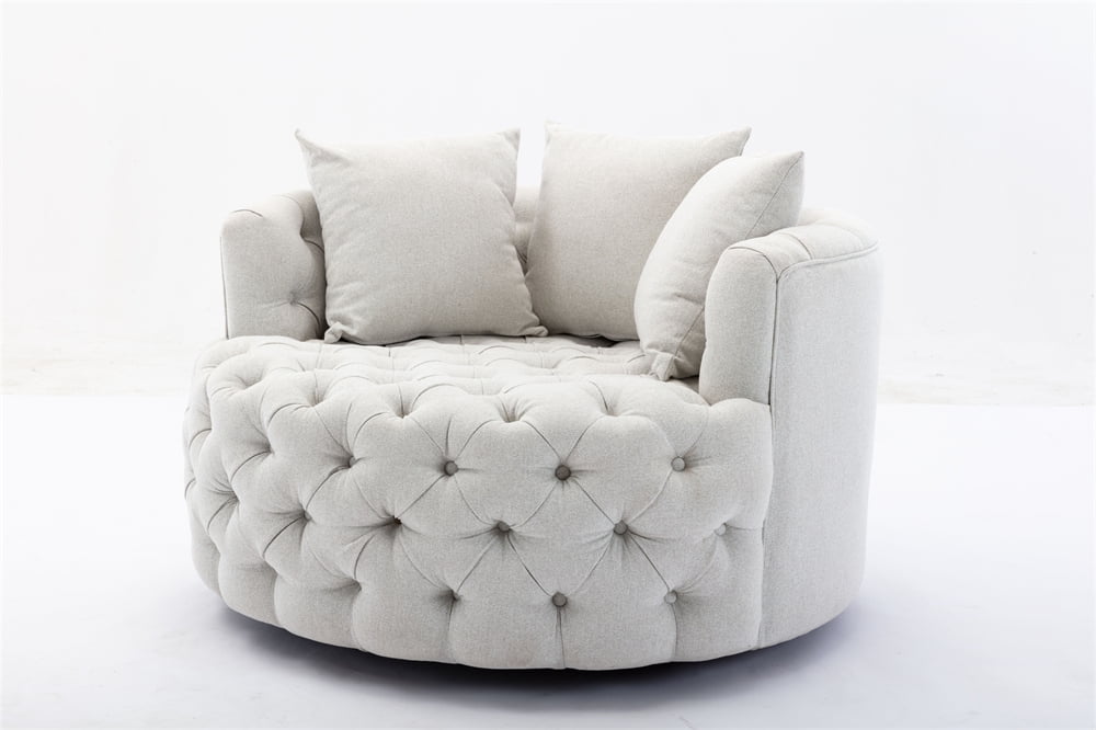 Chenille Swivel Accent Chair, U Shape 360°Swivel Comfy Tufted ...