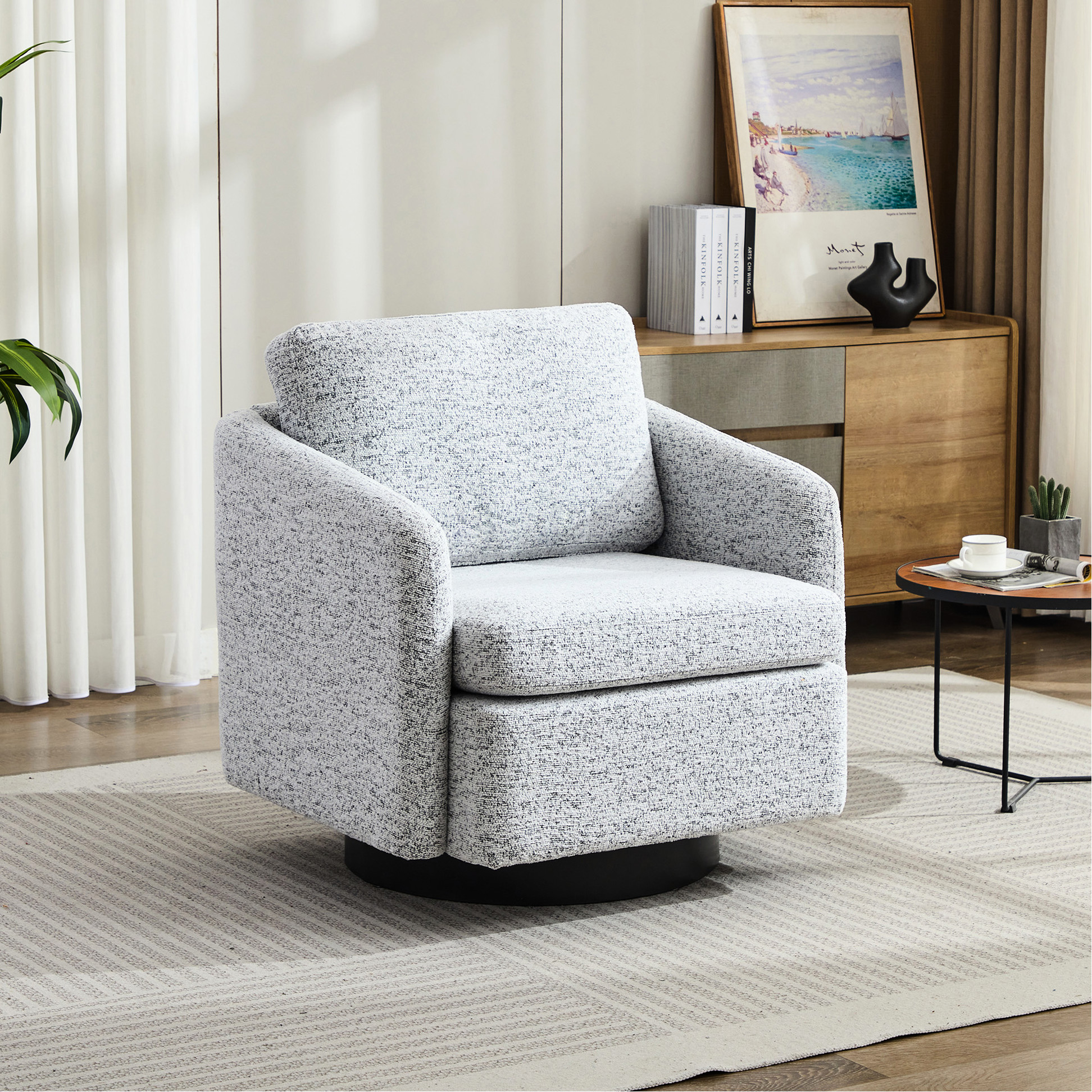 Chenille Swivel Armchair, 360 Degree Function. Relaxing For Living Room ...