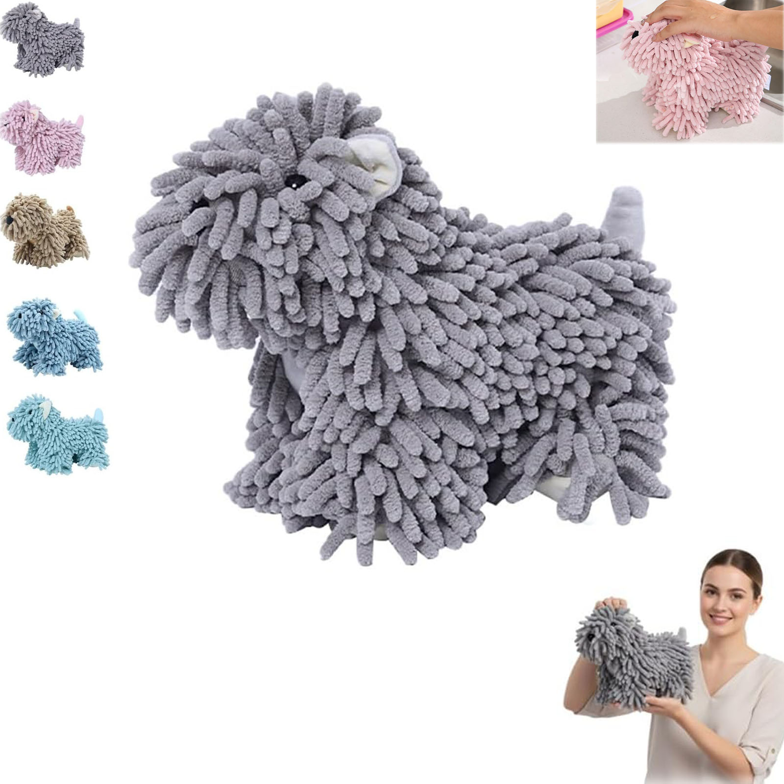 Chenille Towel Ball Dog, Soft Fluffy Absorbent Fuzzy Ball Hanging Towel ...