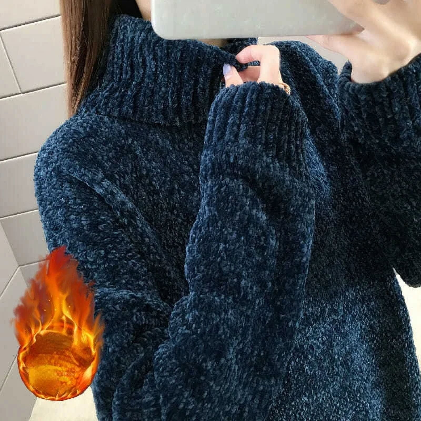 Chenille Turtleneck Sweater for Women Autumn Winter Korean Style Solid ...