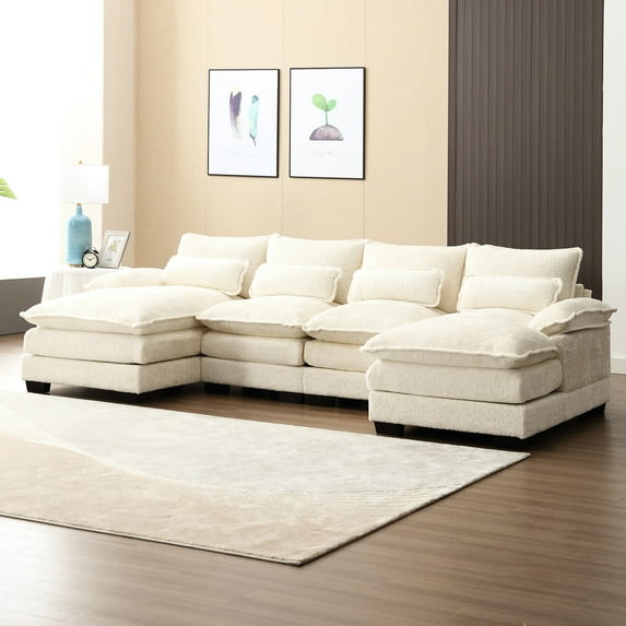 Chenille U-Shape Couch+Sturdy Plywood Frame”-“Apartment Lounging ...