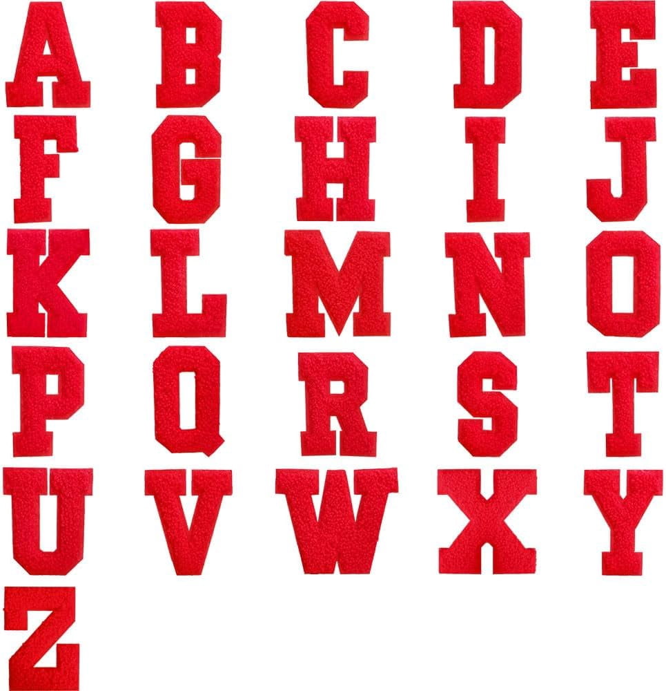 Chenille Varsity Letter Patches, 26 Red A-Z Letters, Iron- or Sew- for ...