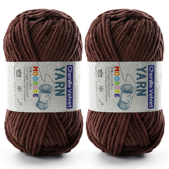 Fluffy Chenille Yarn for Crocheting, 2 Rolls SoftYarn, 50g/1.76oz 60m ...