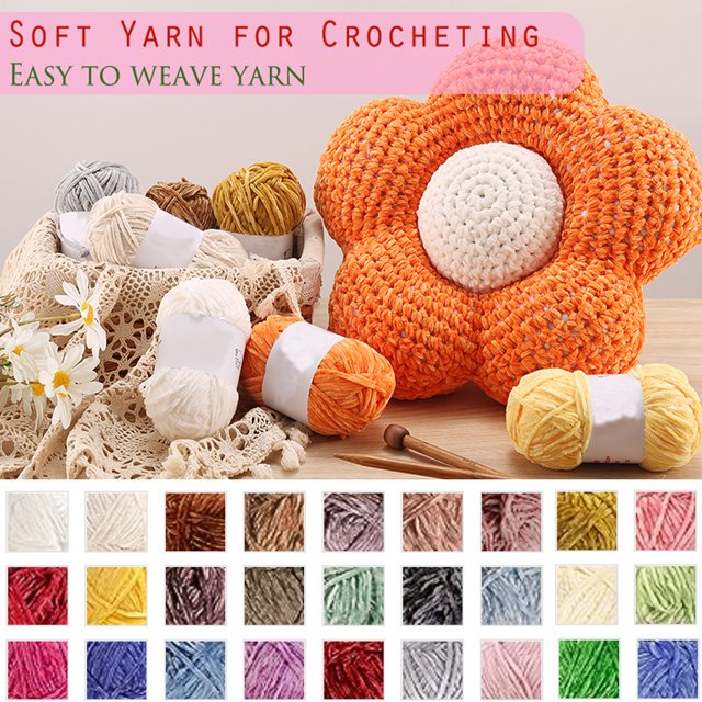 Chenille Yarn for Crocheting Knitting, Handcrafts Fluffy Yarn for ...
