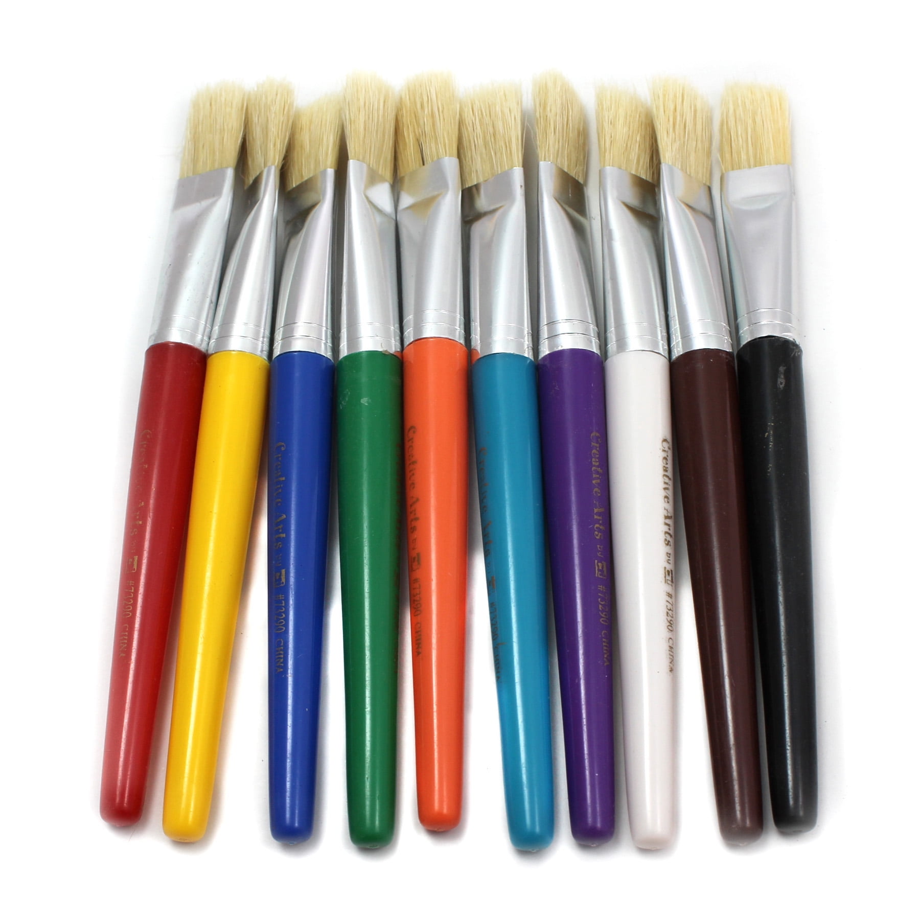 Charles Leonard Stubby Flat Brushes, Natural Bristles, Assorted Colors ...