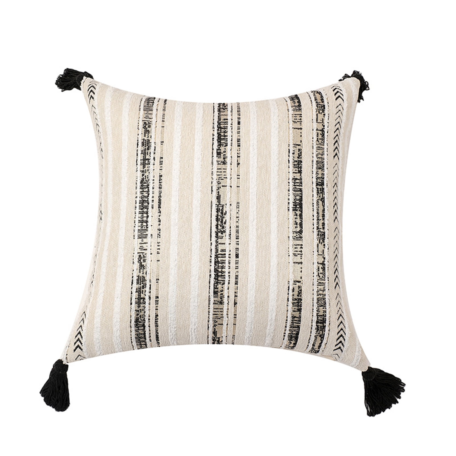Chenilles Jacquards Stripeds Tassels Throw Pillow Case Soft Decorative ...