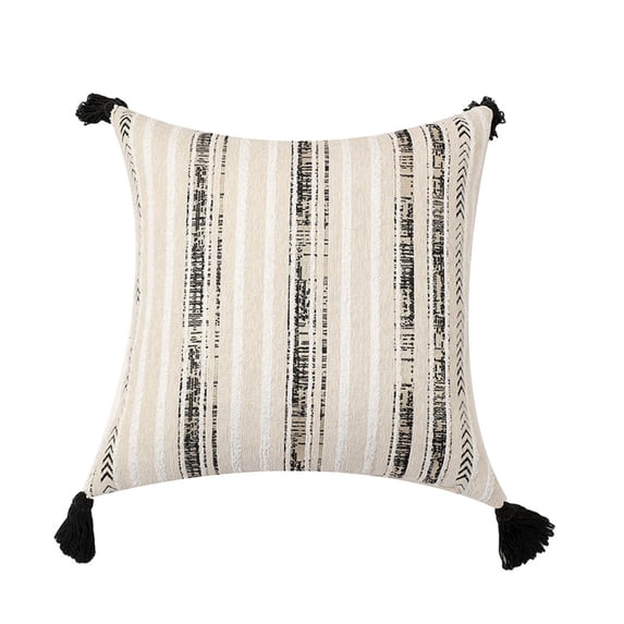 Chenilles Jacquards Stripeds Tassels Throw Pillow Case Soft Decorative ...