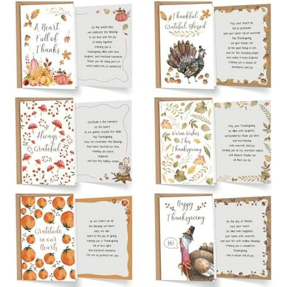 Chenive Thanksgiving Cards Bulk with Envelopes & Stickers, 24 Pack ...