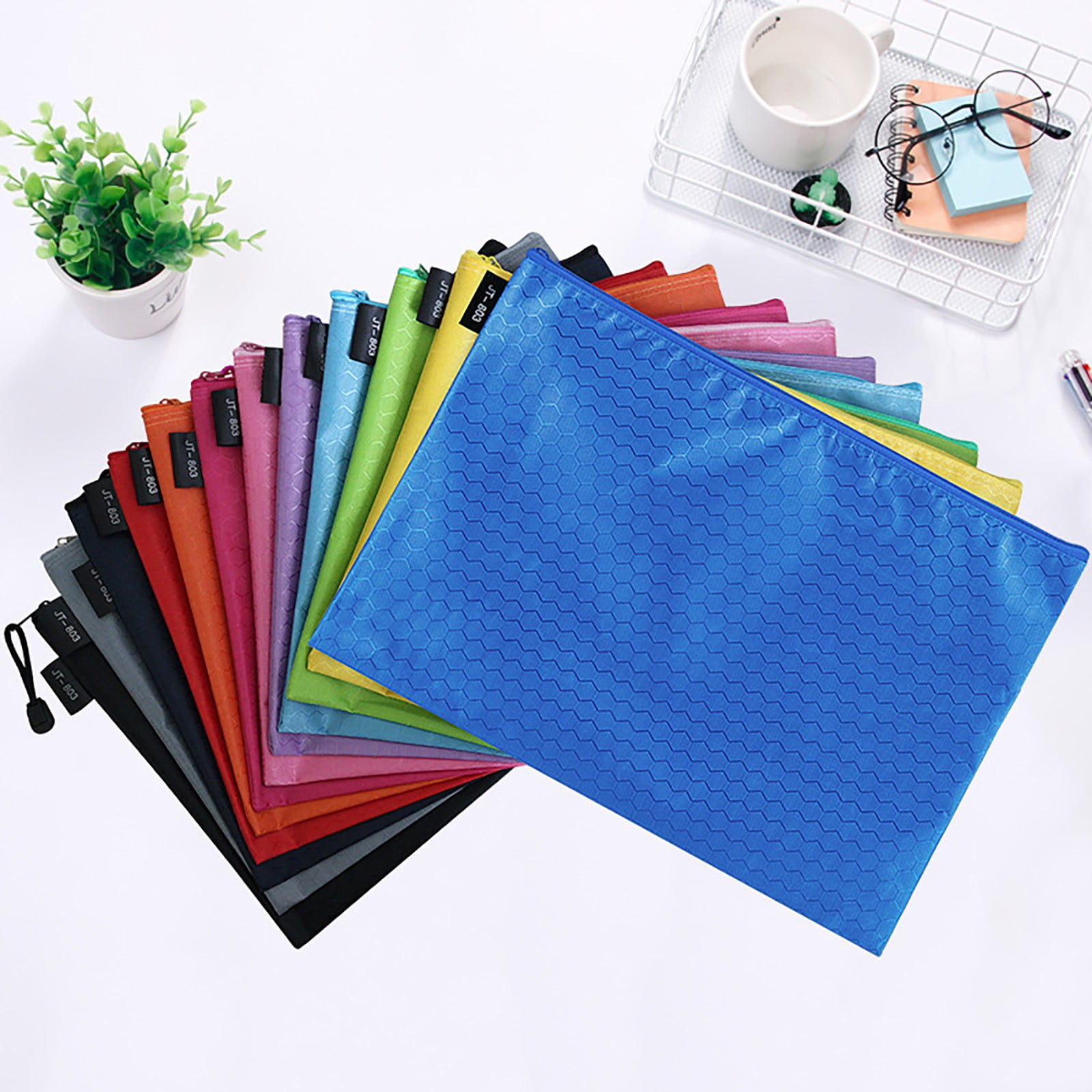 Chenjy A4 Waterproof Zipper File Bags, Canvas Zipper File Bags ...