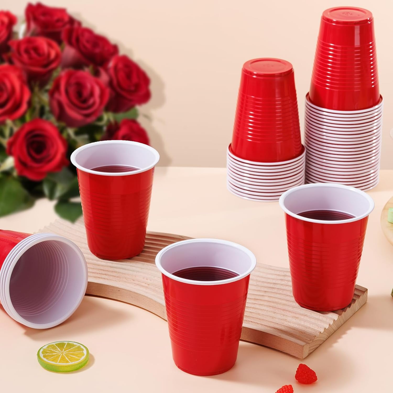Chenran-100 Pack Red Plastic Cups 18 oz, Disposable Heavy Duty Drinking ...