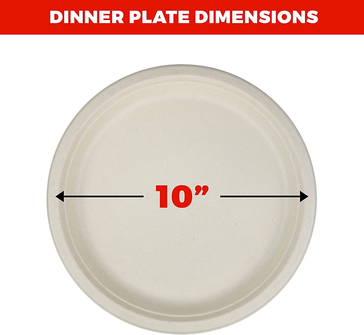 Chenran-125 Pack 10 Inch Heavy Duty Disposable Plates Bulk For Adults ...