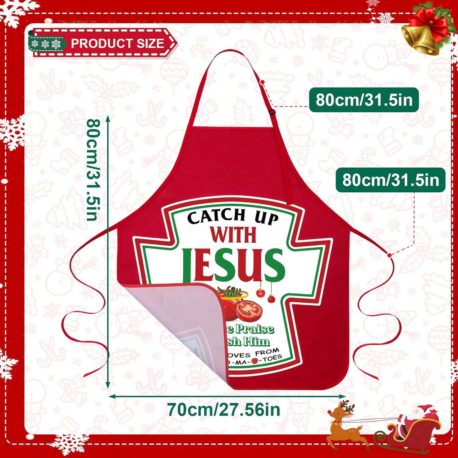 Chenran-2 Pack Christmas Funny Aprons for Women Men Red Xmas Adjustable ...