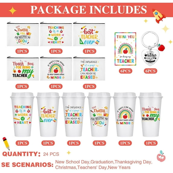 Chenran-24 Pcs Teacher Appreciation Gift Set for Women Christmas Teacher Gifts Thank You ...