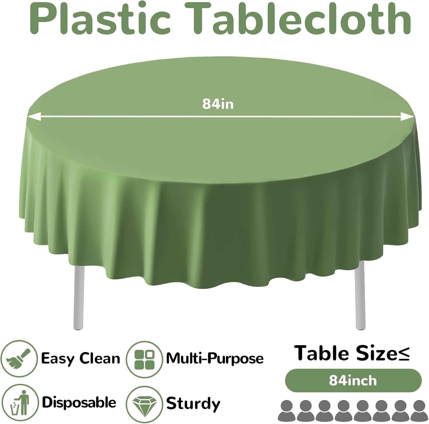 Chenran-3 Pack Premium Plastic Tablecloth, 84 inch Disposable ...
