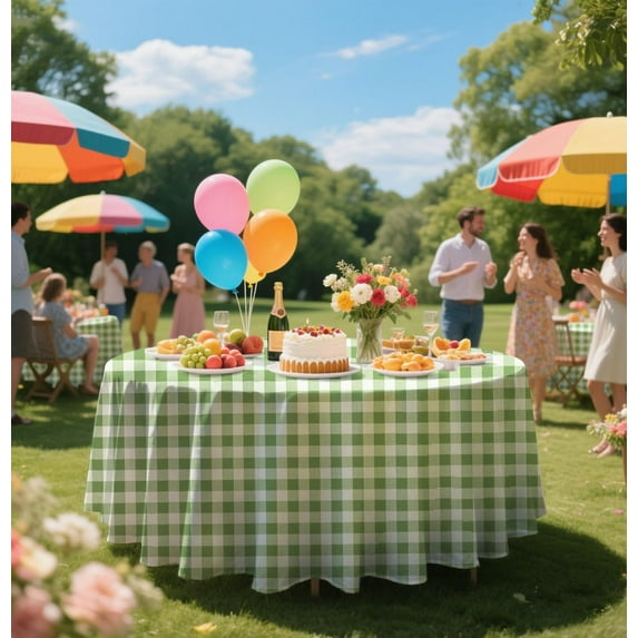 Chenran-3 Pack Sage Green Gingham Tablecloth Disposable 84 x 84 Inch ...