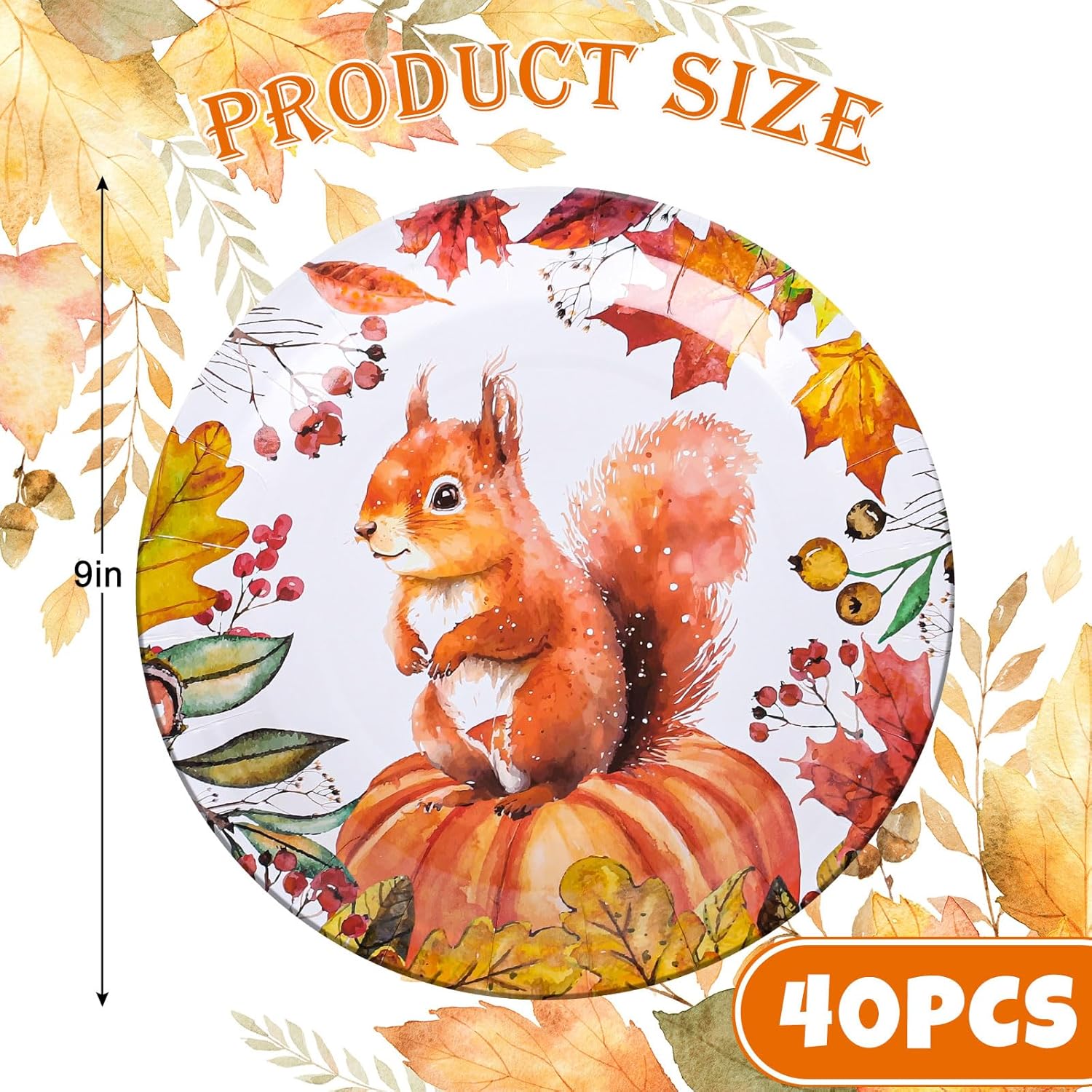 Chenran-40Pcs Thanksgiving Fall Paper Plates 9 Inch Disposable Plates ...
