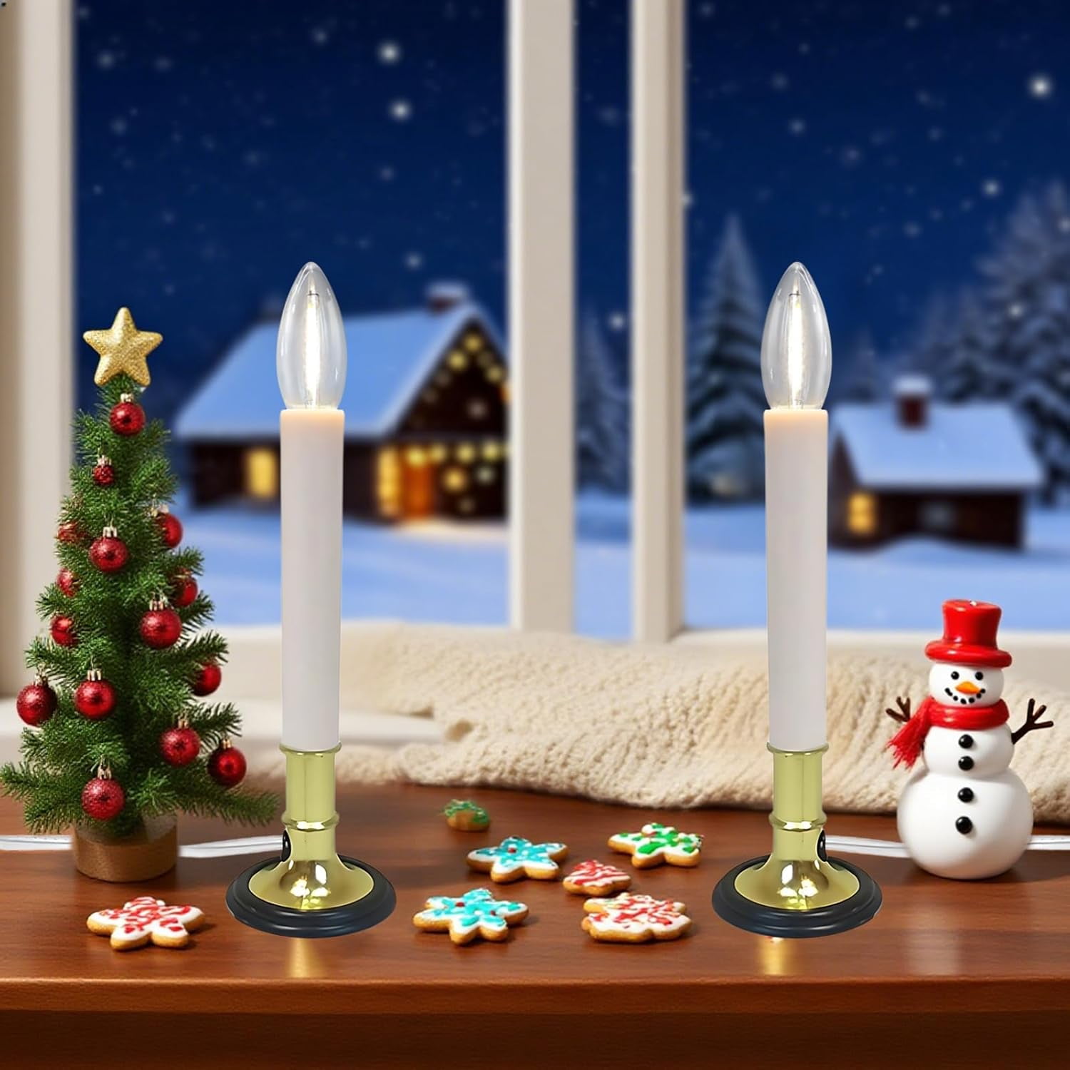 Chenran-4Pack Christmas Window Candles Plug in, Electric Window Candles ...