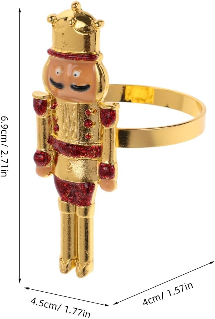 Chenran-4pcs Christmas Napkin Ring Metal Nutcracker Napkin Rings ...