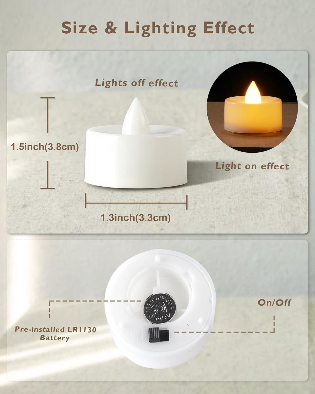 Chenran-50 Pack Battery Operated Tea Lights Candles, Fake Tealights ...