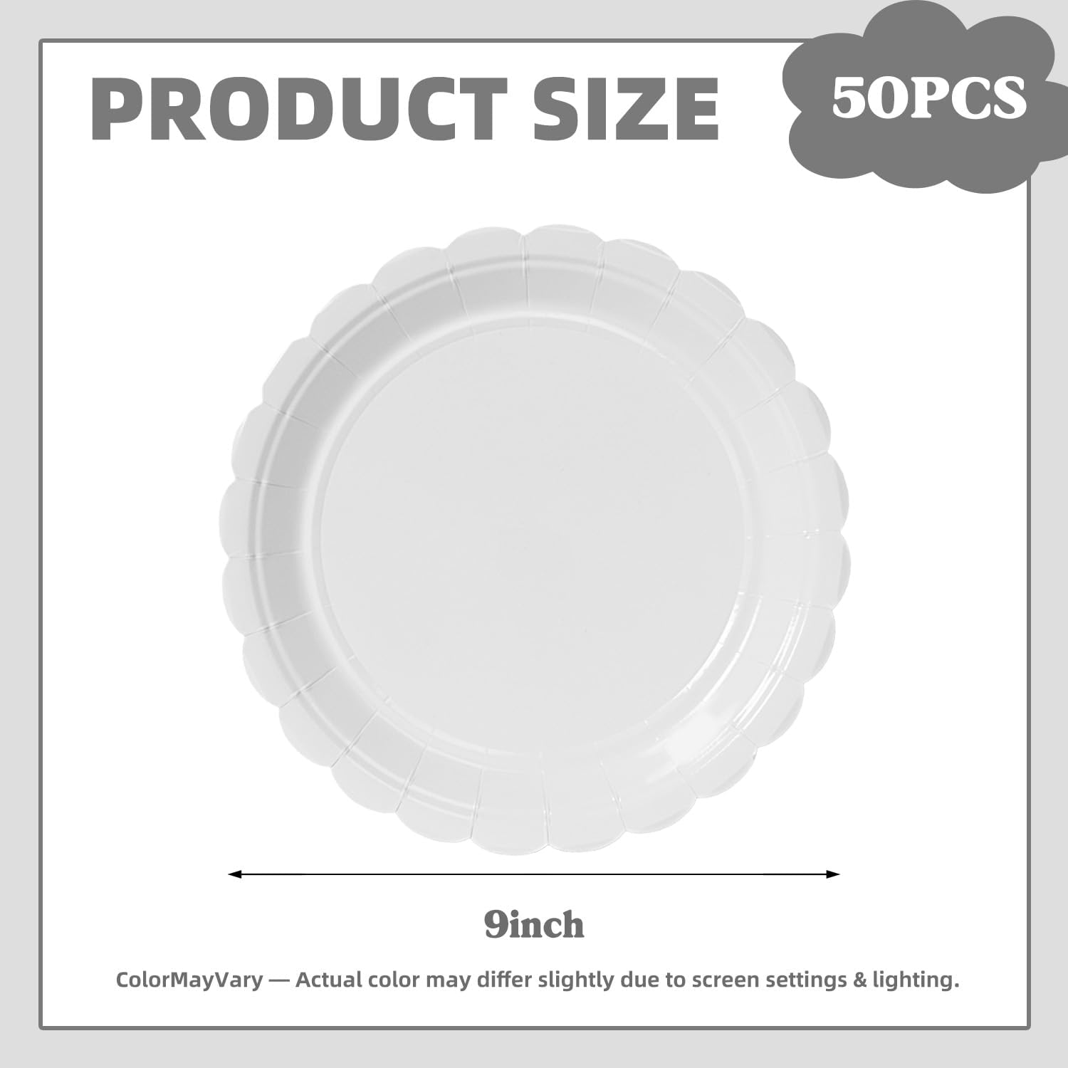 Chenran-50 Pack White Paper Plates 9 Inch, Premium Disposable Dinner ...