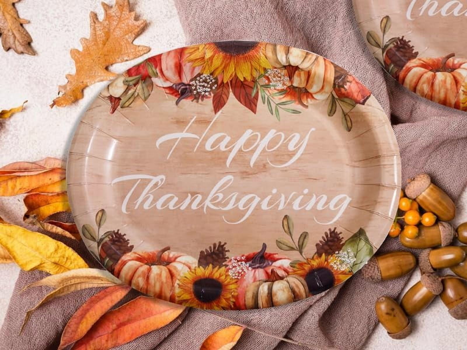 Chenran-50Pack Thanksgiving Paper Plates - 10" x 12" Oval Paper Plates ...
