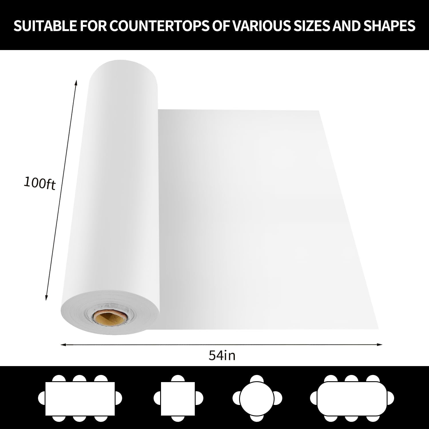 Chenran-54 Inch X 100 Feet Plastic Table Cover Roll Disposable ...