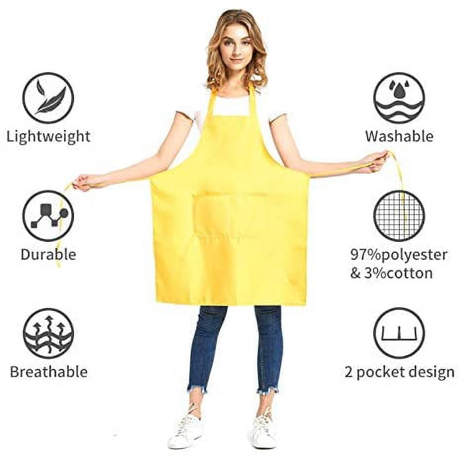 Chenran-8 Pack Bib Aprons Bulk - Unisex White Commercial Apron with 2 ...