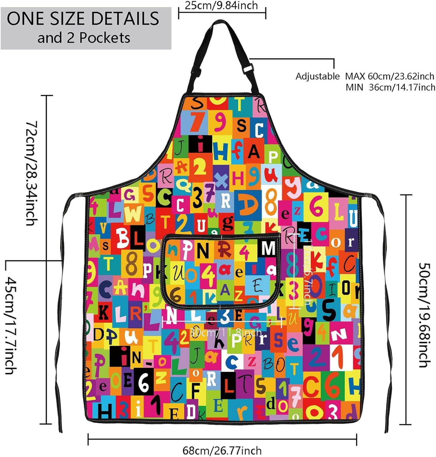 Chenran-Alphabet Aprons Kitchen Chef Cooking Aprons With Pockets ...