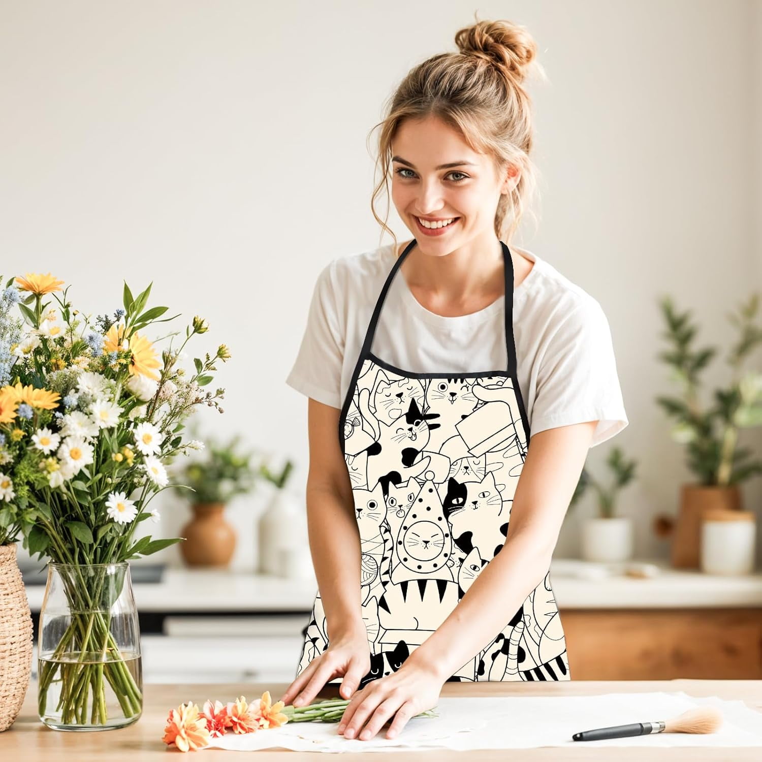 Chenran-Cat Apron Cute Aprons for Cooking Aprons for Women Cat Lovers ...