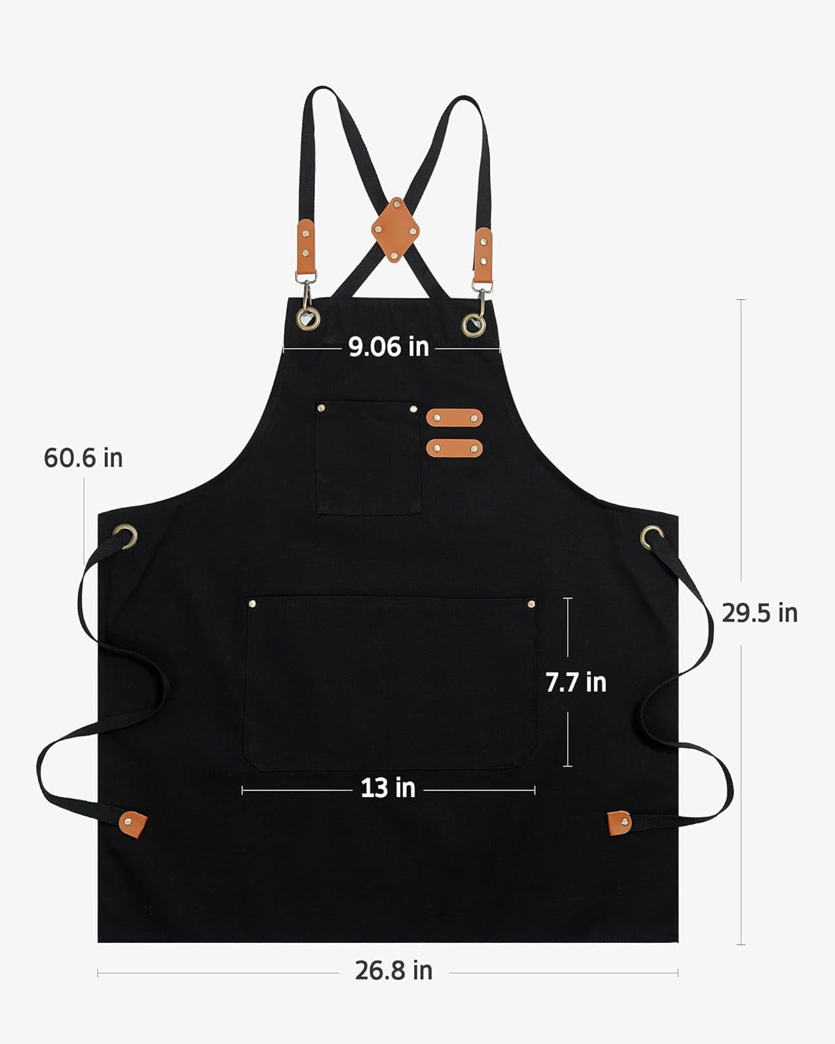 Chenran-Chef Apron for Men Women with Pockets, Cotton Canvas Adjustable ...