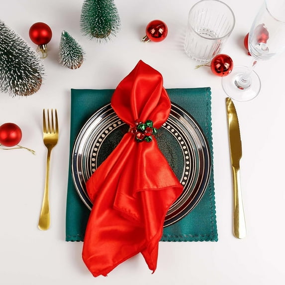 Chenran-Christmas Bell Napkin Rings Set of 8, Jingle Bells Napkin Ring Buckle Green and Red Xmas ...