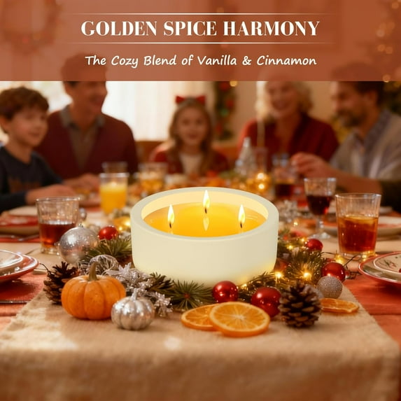 Chenran-Christmas Candles \u2013 Vanilla & Cinnamon, 3 Wick 20oz Large Soy Scented Candle for ...