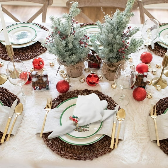 Chenran-Christmas Car and Tree Napkin Rings Set of 6,Xmas,Red and Green Napkin Rings Holder for ...