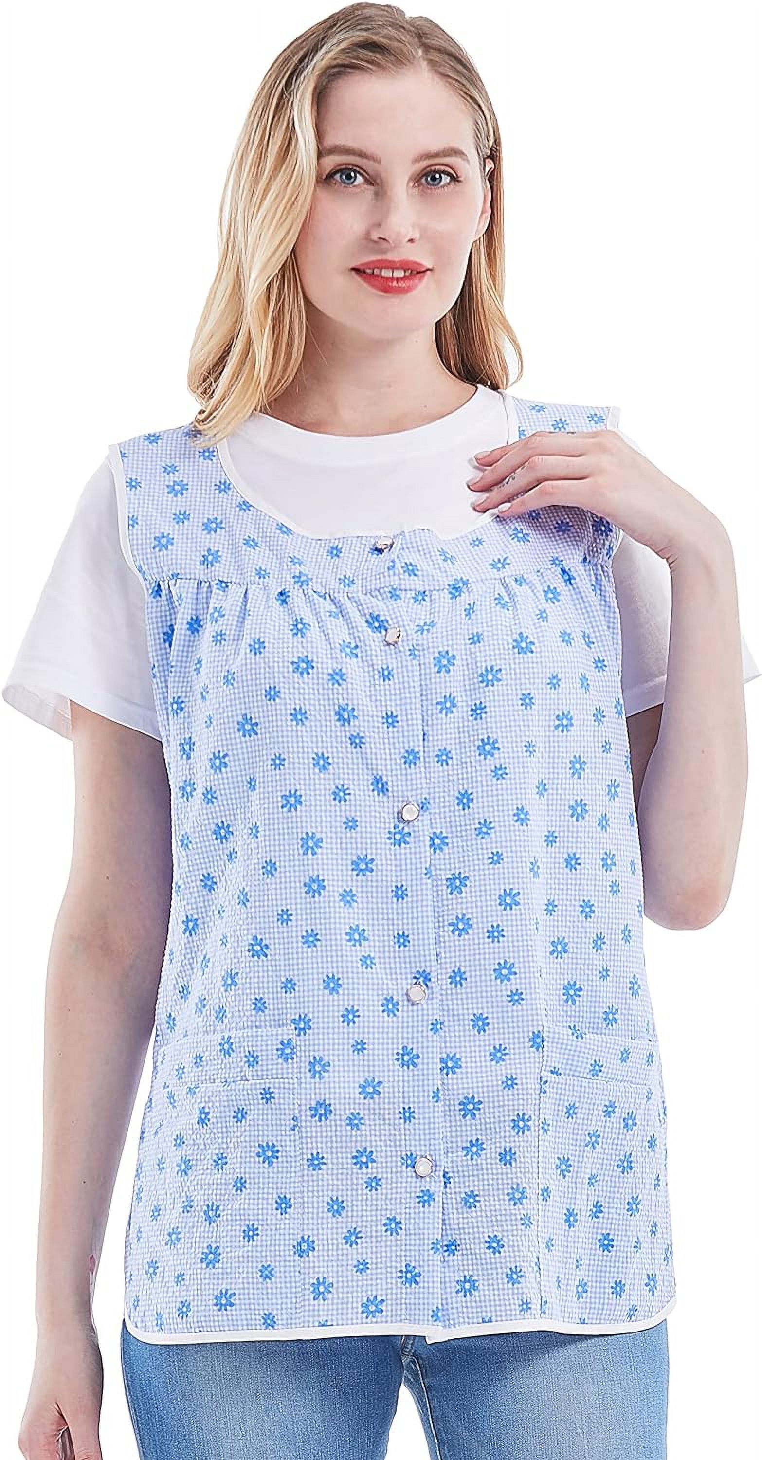 Chenran-Cobber Aprons for Women with Pockets Smock Apron with Buttons ...