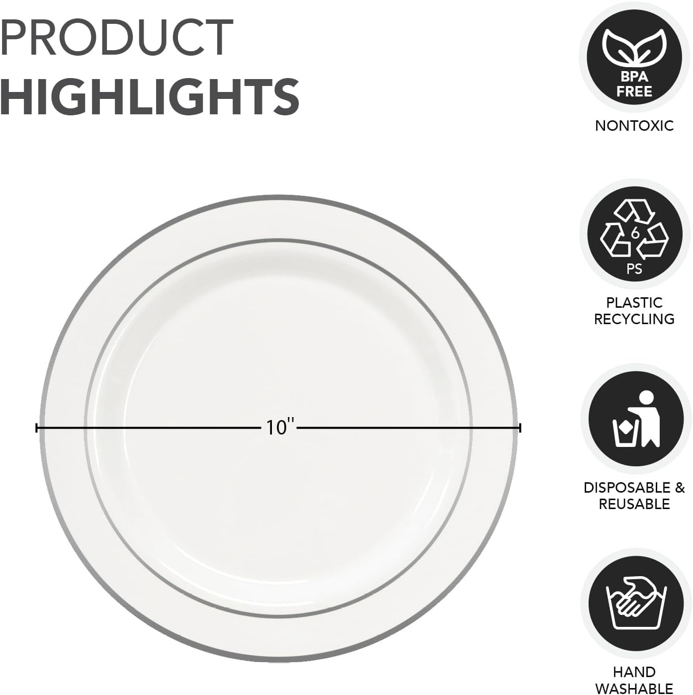 Chenran-Divine Plastic Dinnerware Disposable Plates for Party, Real ...