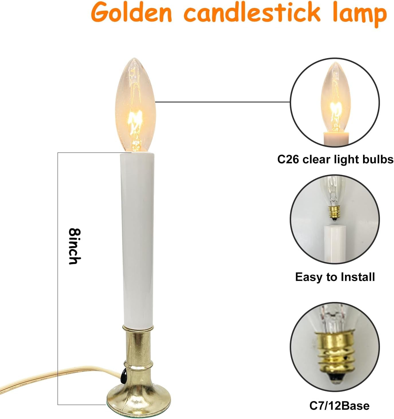 Chenran-Electric Candles Set of 4, Plug in Candle Light with Gold Base ...