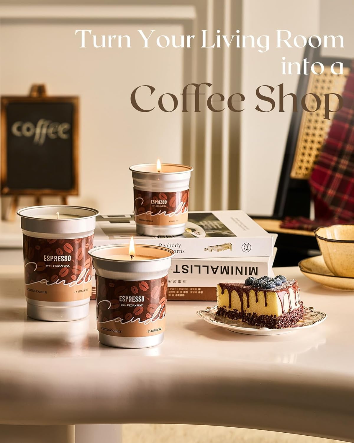 Chenran-Espresso Candles Black Coffee Scented, 12.3oz Plant-Based Soy ...