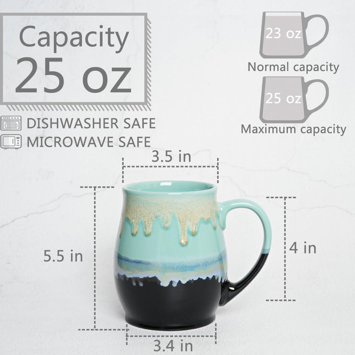 Chenran-Extra Large Ceramic Coffee Mug, 25 Oz, Dishwasher and Microwave ...