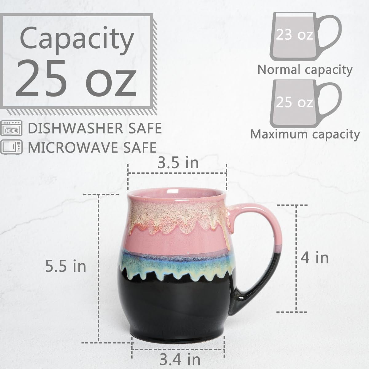 Chenran-Extra Large Ceramic Coffee Mug, 25 Oz, Dishwasher and Microwave ...