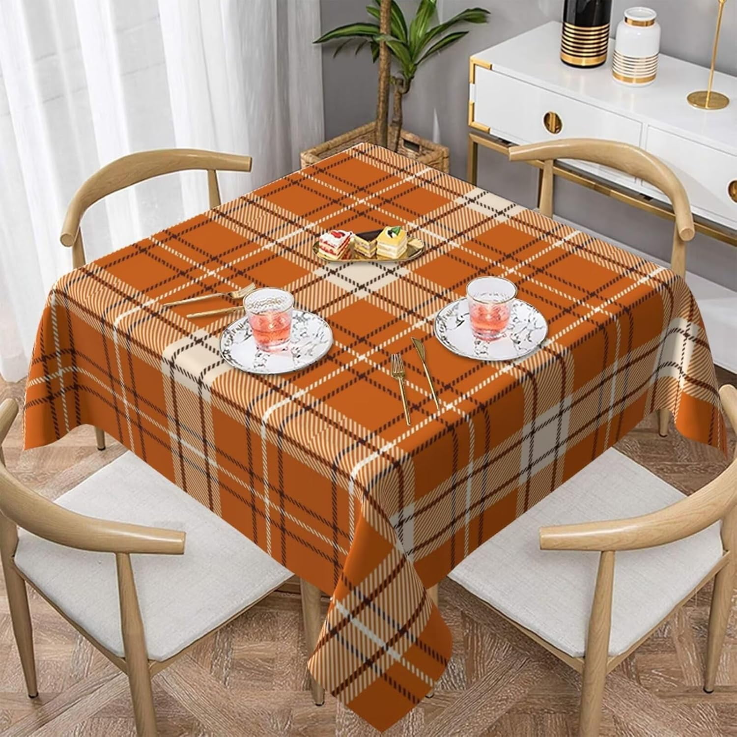 Chenran-Fall Tablecloth 54 x 54 Inch Square Orange Autumn Buffalo ...